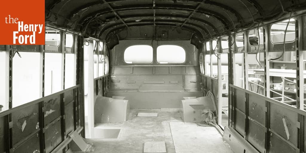 Rosa Parks Bus during Restoration at MSX International, Interior View ...
