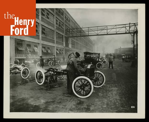 Testing Ford Model T Engines on Chassis outside the Highland Park Plant ...