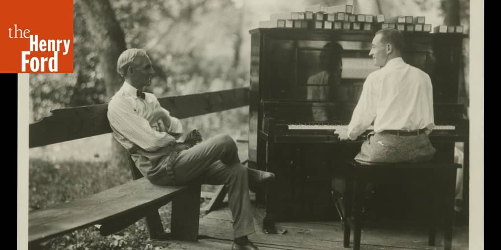 Henry Ford and Edsel Ford with Player Piano on a "Vagabonds" Camping ...