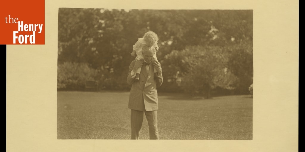 Henry Ford Carrying Grandson Henry Ford II at Fair Lane, Dearborn ...