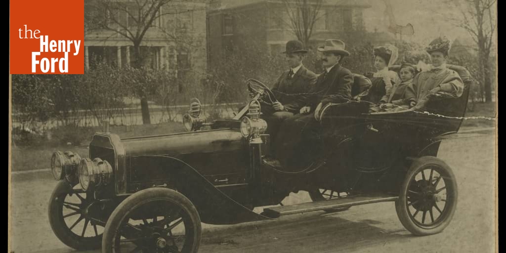 Henry Ford, LeRoy Pelletier, Myrle Clarkson, Edsel Ford and Clara Ford ...