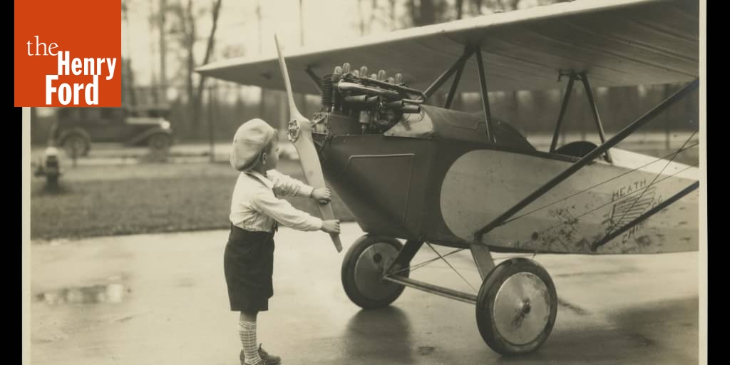 Richard Bryant with a Heath Parasol Airplane, circa 1930 - The Henry Ford