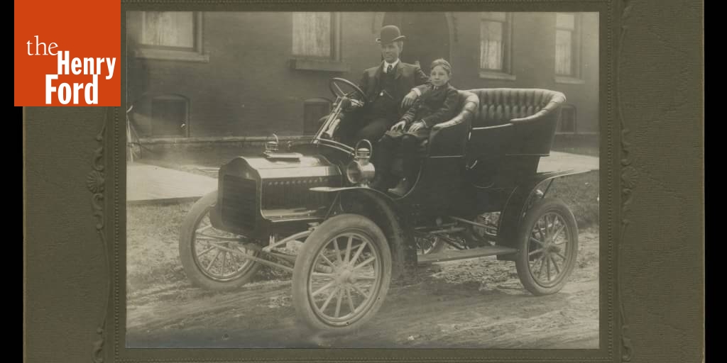 Henry Ford and Edsel Ford in a Ford Model F, Detroit, Michigan, 1905 ...
