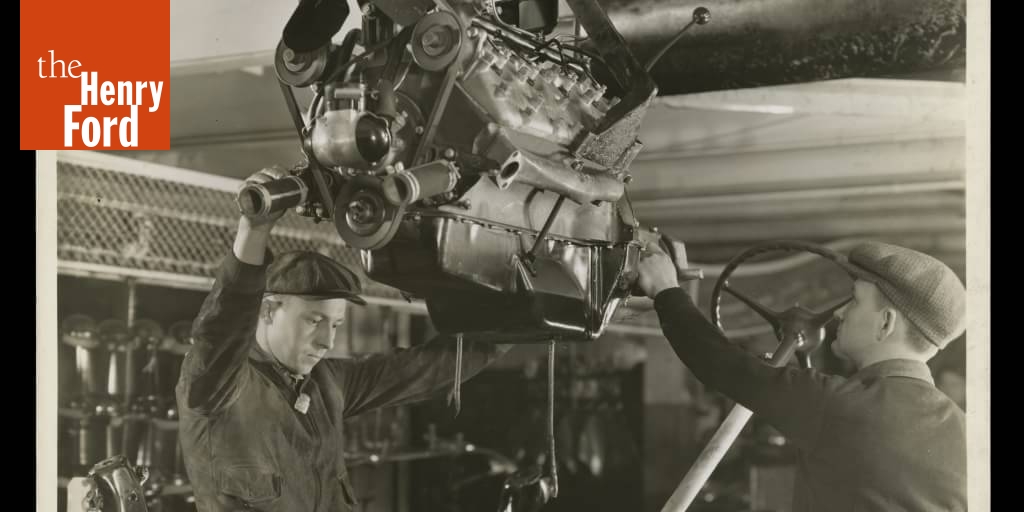 Dropping Engine into Chassis on Final Assembly Line, Ford Rouge Plant ...