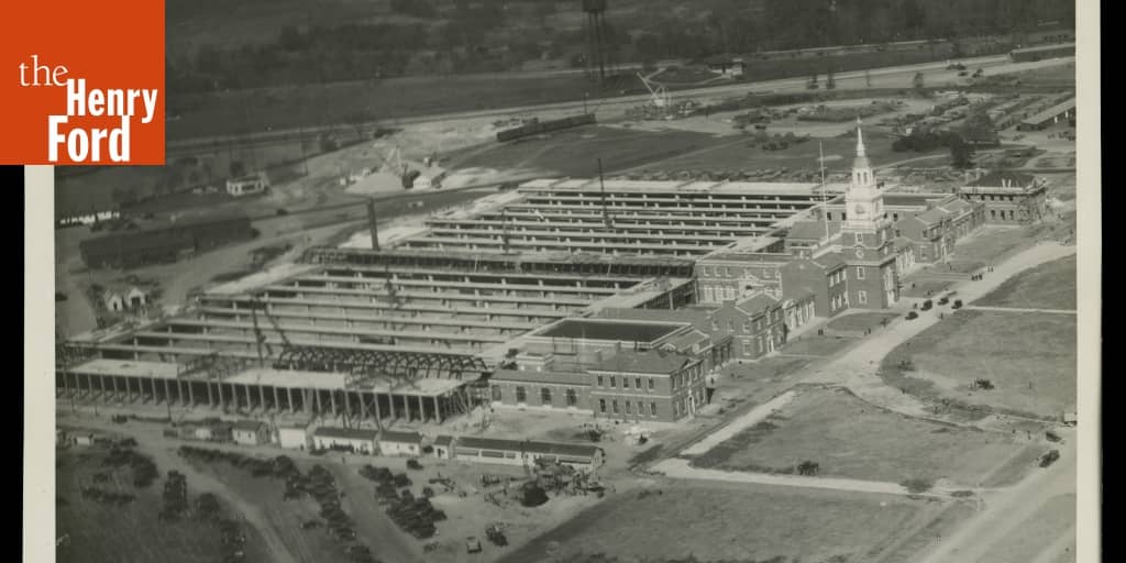 Aerial View of Henry Ford Museum under Construction, Late October or ...