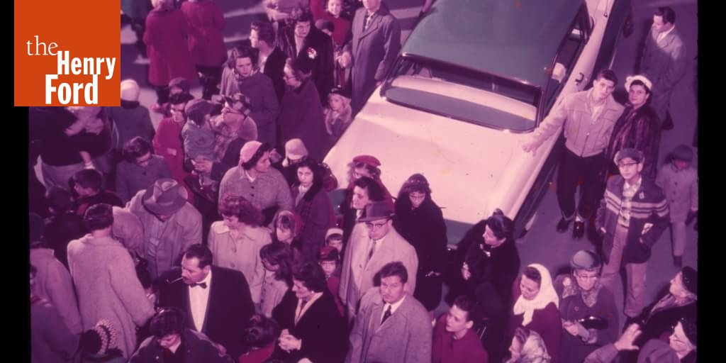Crowd Inside the Ford Rotunda Building, Dearborn, Michigan, circa 1957 ...