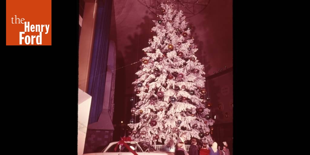 Ford Falcon Automobile and Christmas Tree Inside the Ford Rotunda ...
