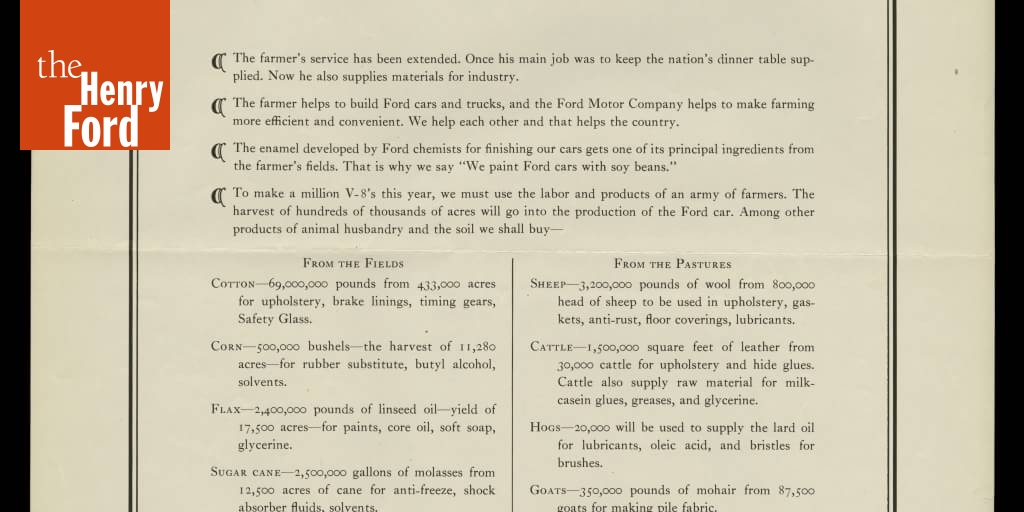 Advertisement for the 1935 Ford, "We Paint Cars with Soy Beans" - The ...
